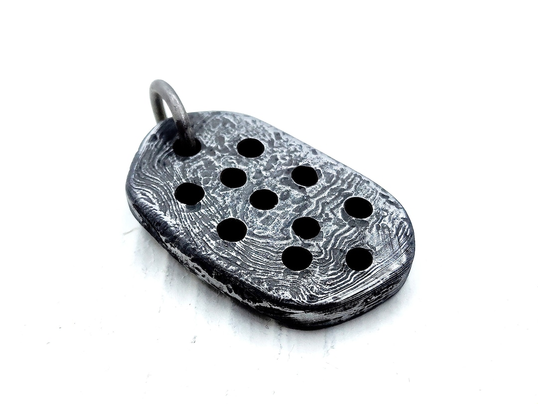 Rustic Damascus Steel Pendant 11 Holes, Damascus Pendant, Damascus ...