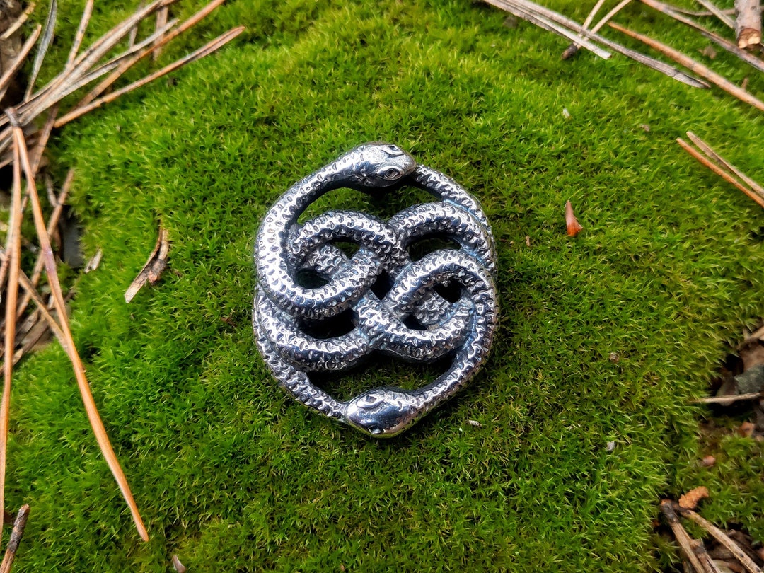 Stainless Steel Ouroboros Pendant: Two Entwined Snakes in Infinity ...