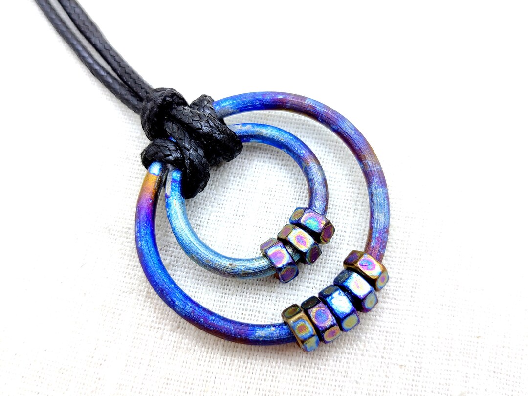 Steampunk Titanium Pendant With Two Forged Circles and 8 Hex Nuts ...
