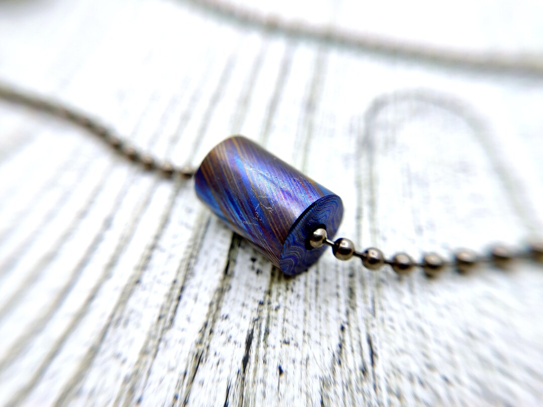 Titanium Damascus Cylinder Pendant:mokuti Steel,rainbow Titanium ...