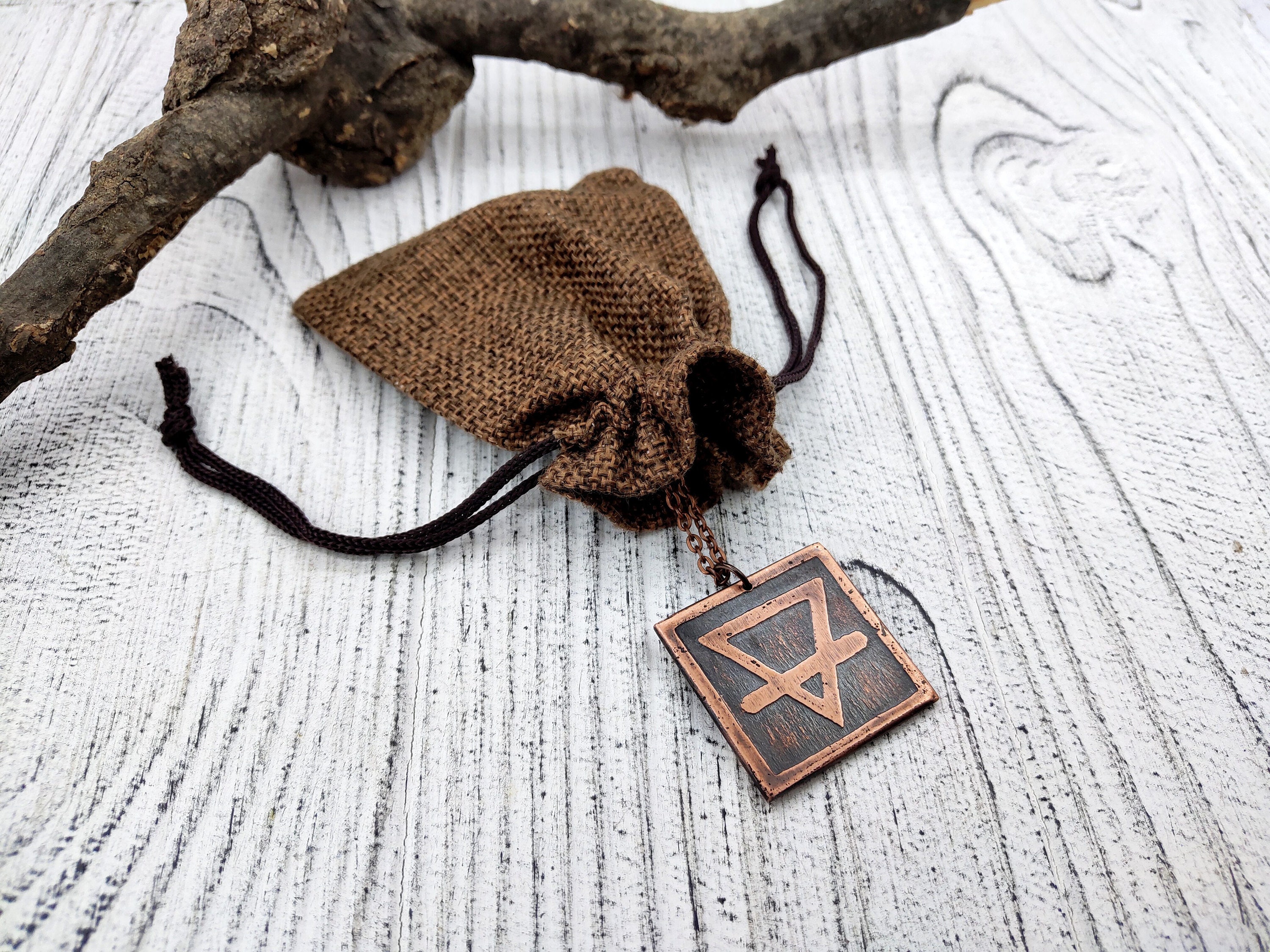 Alchemie aarde symbool ketting Koperen ketting Aarde | Etsy