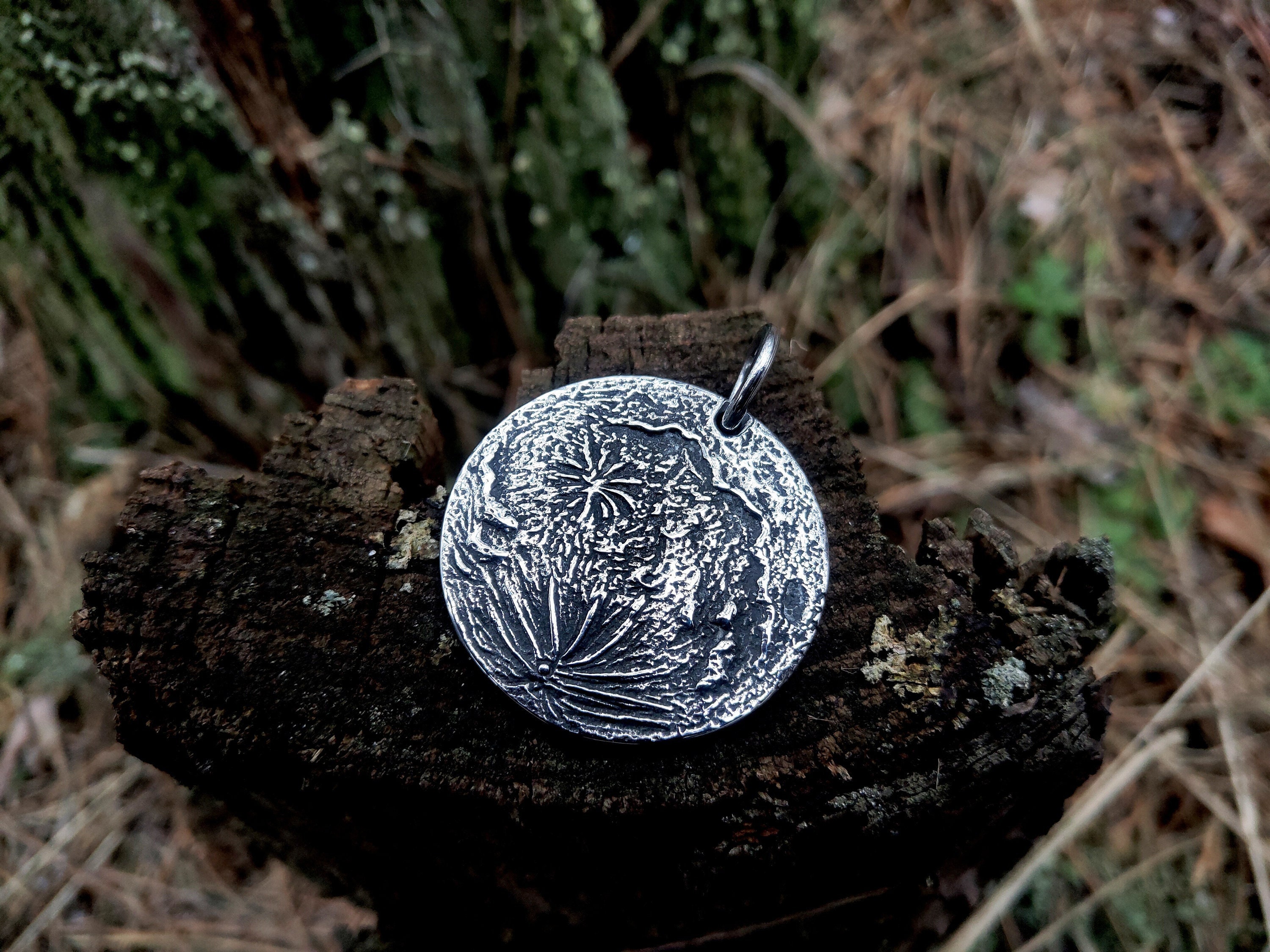 Stainless Steel Doublesided Full Moon Pendant Full Moon - Etsy