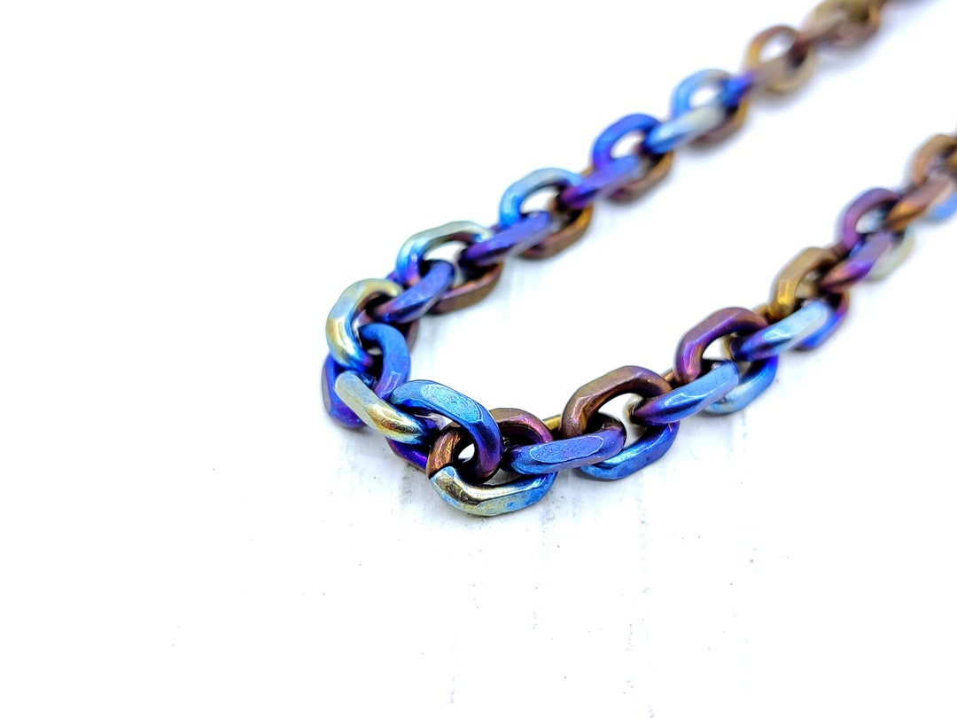 Rainbow Titanium Handmade Chain, Titanium Unisex Chain, Titanium Chain, Industrial Jewellery ...