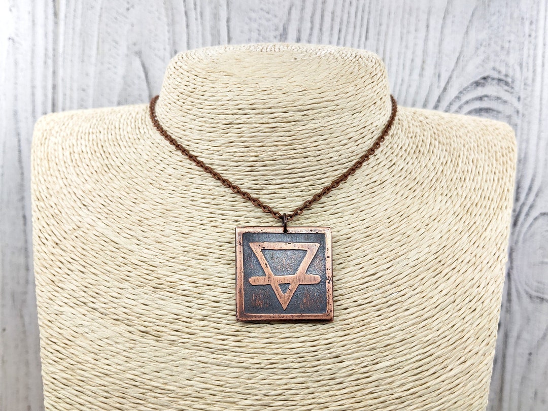Alchemie aarde symbool ketting, koperen ketting, aarde ketting, Wicca ...