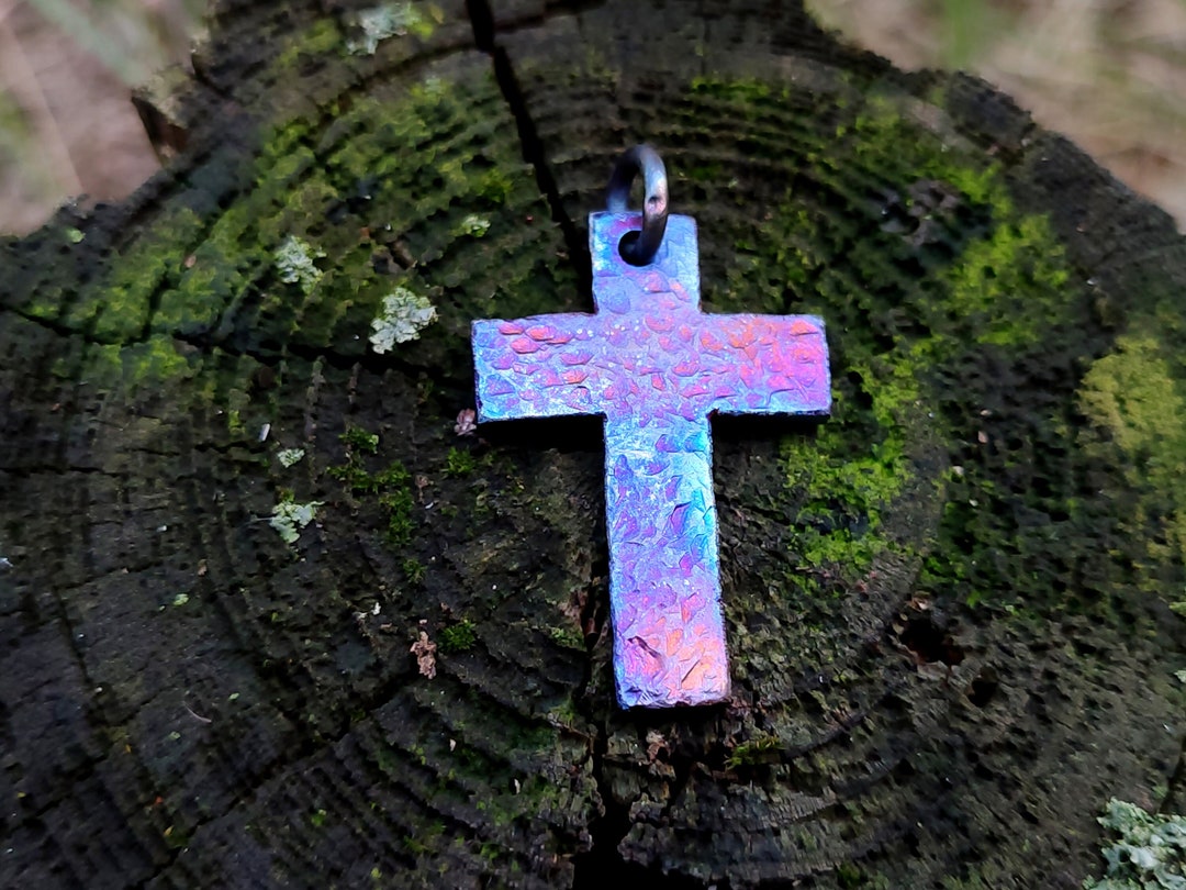 Forged Titanium Rustic Cross, Christian Brutalist Titanium Cross, Mens ...