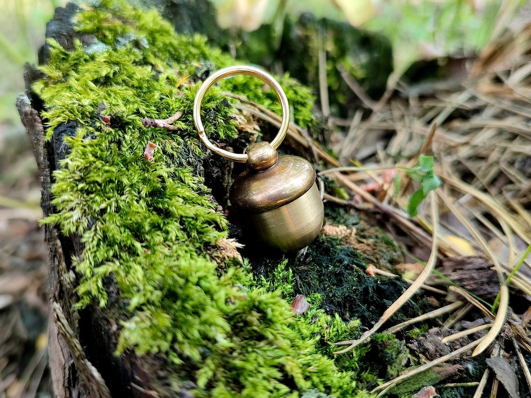 Brass Acorn Capsule Necklace: Stash Capsule, Survival EDC, Matchbox ...