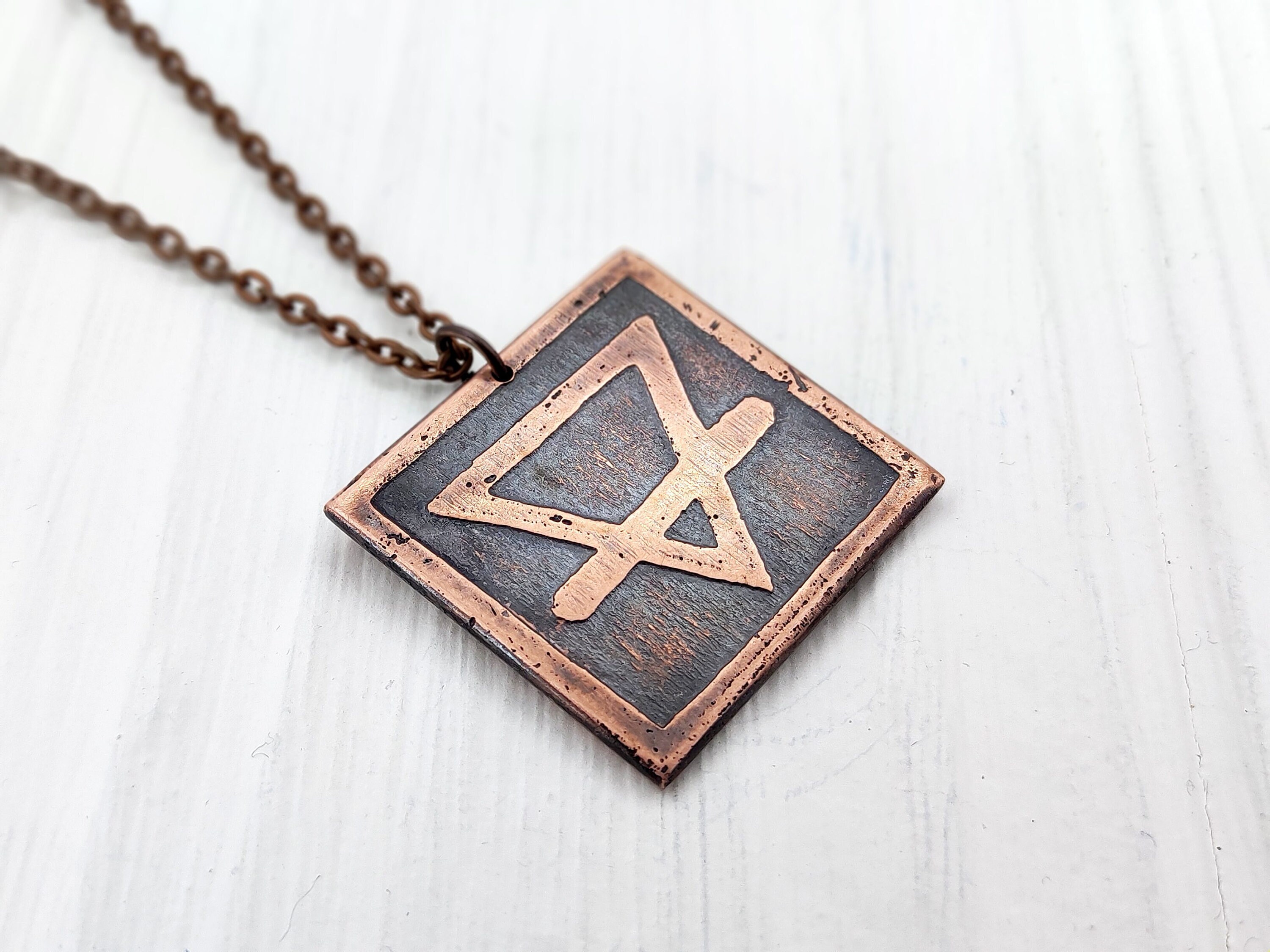 Alchemie aarde symbool ketting Koperen ketting Aarde | Etsy