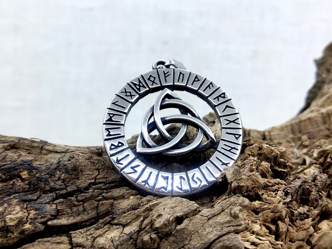 Doublesided Elder Futhark Runes Triquetra Necklace - Celtic Trinity ...