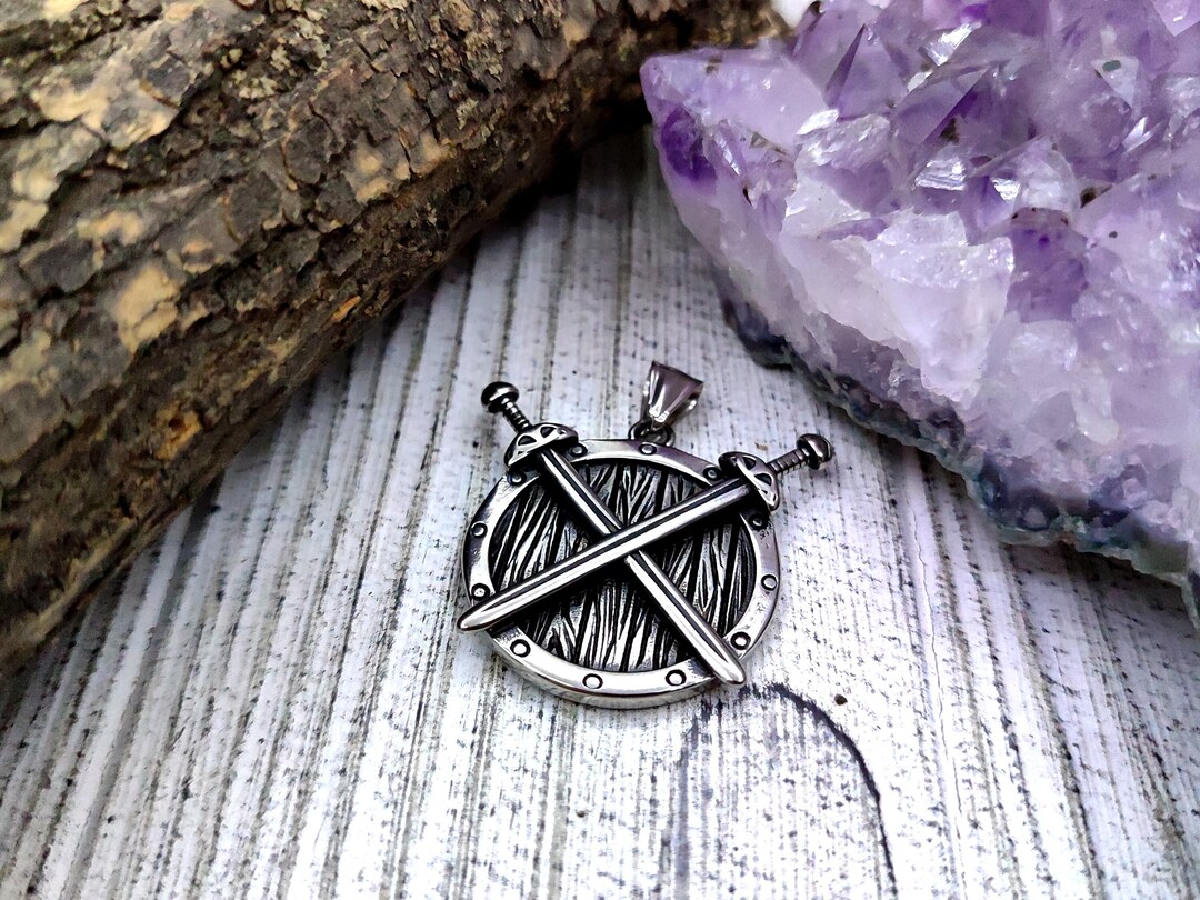 Medieval Shield and Crossed Swords Necklace Warrior Pendant for a Bold ...