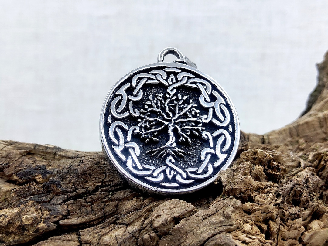 Stainless Steel Tree of Life Pendant - Circle Medallion With ...