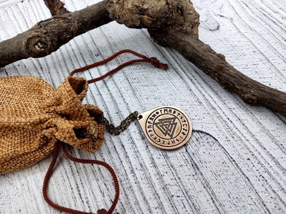 Valknut Pendant With All Runes Trinity Necklace Valhalla - Etsy