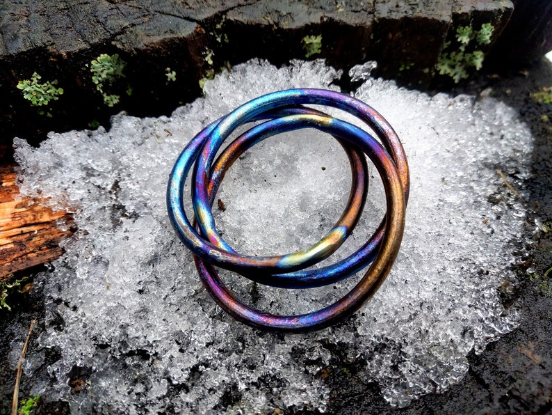 Three Rainbow Titanium Interlaced Rings Braided Rings - Etsy