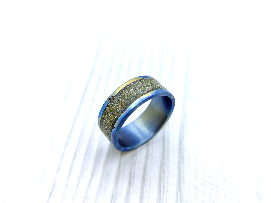 White and Golg Glitters Ring, Blue Titanium Ring - A Dazzling Spectrum ...