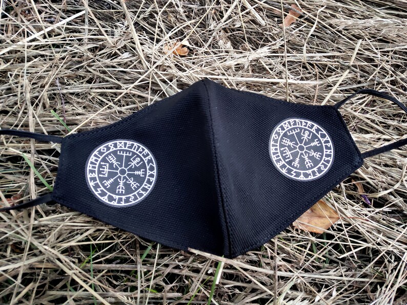 Viking Face Mask Pagan Mask Vegvisir Mask Aegishjalmur - Etsy