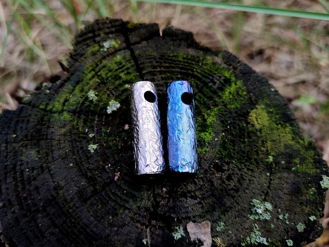 Handcrafted Hammered Titanium Cylinder Pendant - EDC Necklace for ...