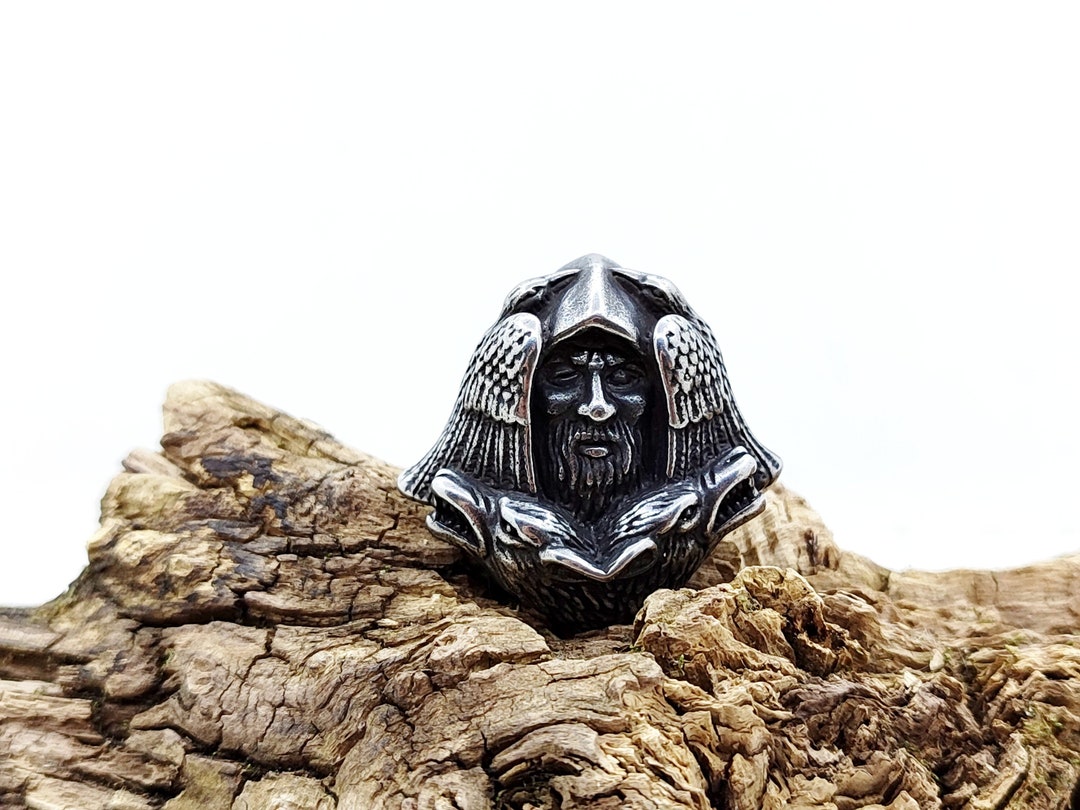 The Allfather's Wisdom: Handcrafted Odin Pendant With Two Wolves Unique ...
