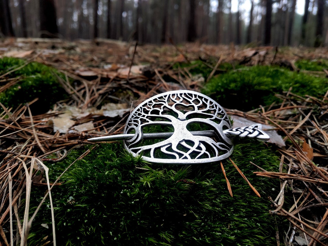 Tree of Life Hair Barrette, Hair Bun Holder, Witchy Moon Hair Stick ...