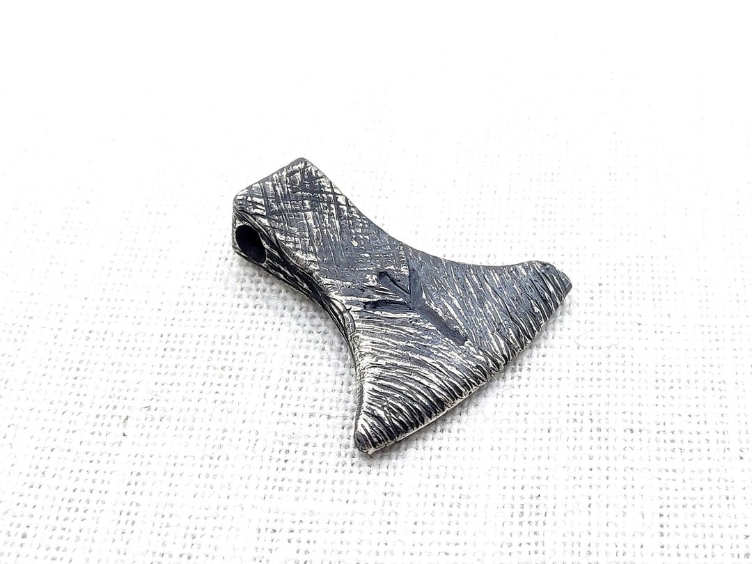 Silver Viking Axe Pendant With Algiz and Tiwaz Runes, Warrior Pendant ...