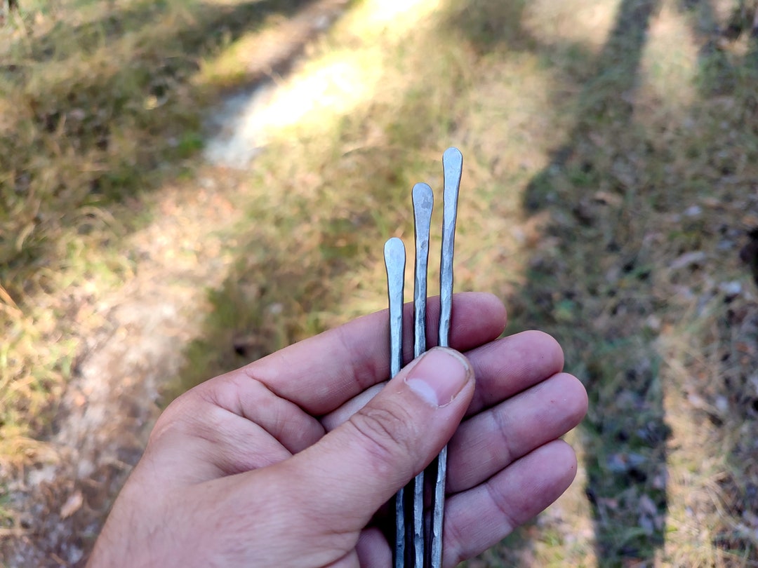 Raw Titanium Hair Stick, Forged Hair Pin Accessory, Hair Bun Holder ...