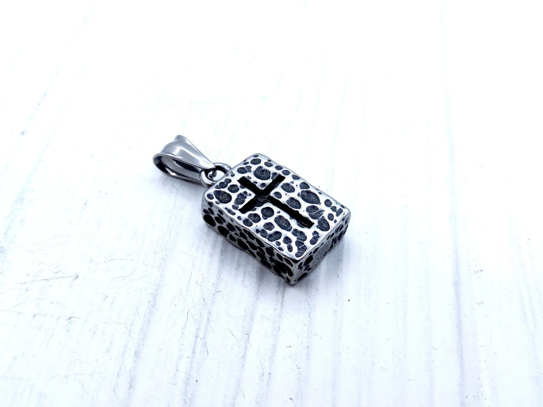 Rectangle Bar Christian Cross Pendant, Unisex Christian Necklace ...