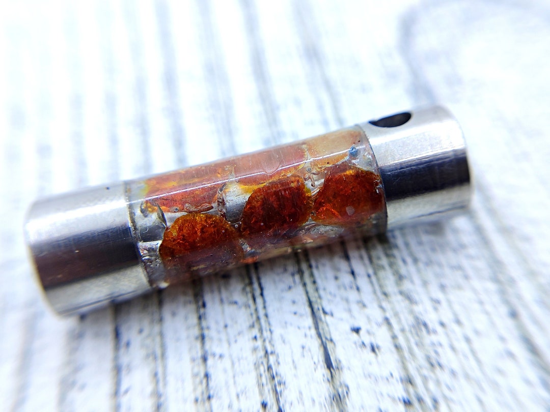 Baltic Amber Inlaid Titanium Pendant - A Tribal Necklace Infused With ...
