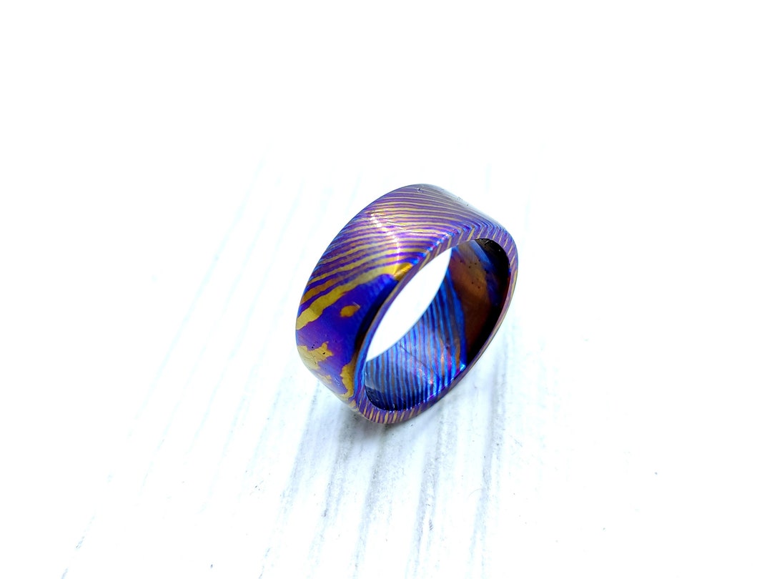 Handmade Timascus (mokuti) Titanium Ring - A Unique and Versatile Gift for Any Occasion ...