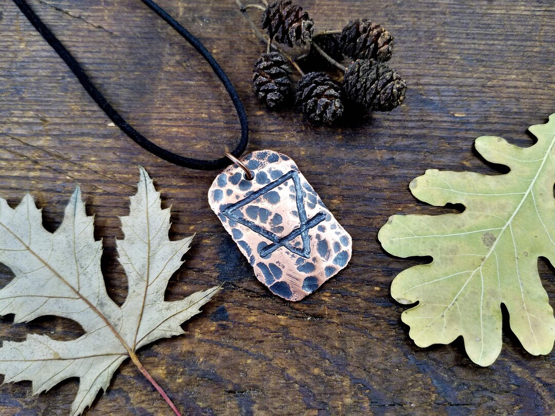 Alchemy Earth Symbol Necklace, Hand Forged Copper Necklace, Witchy ...