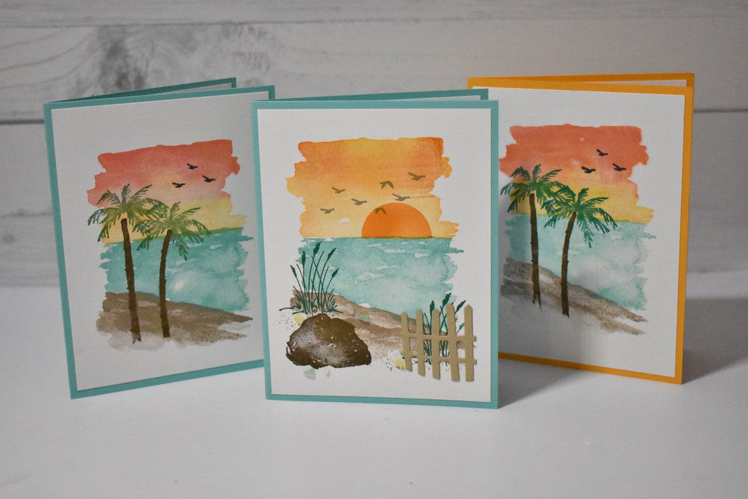 Beach Sunset Any Occasion Card, Set of Three Beach Scene Cards - Etsy