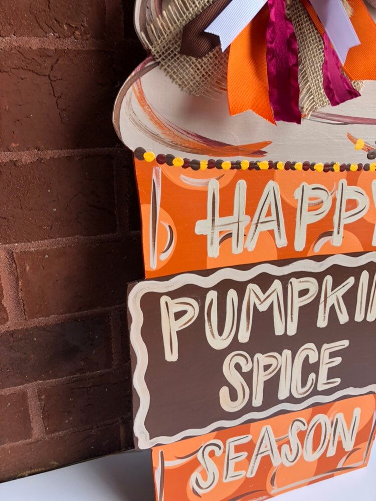 Pumpkin Spice Door Hanger Fall Home Decor PSL Pumpkin | Etsy