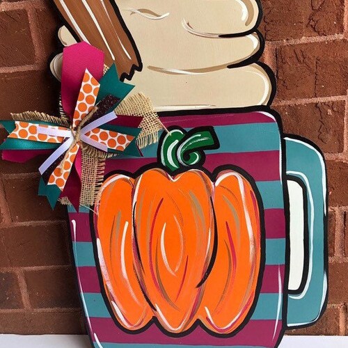 Pumpkin Spice Door Hanger Fall Home Decor PSL Pumpkin - Etsy