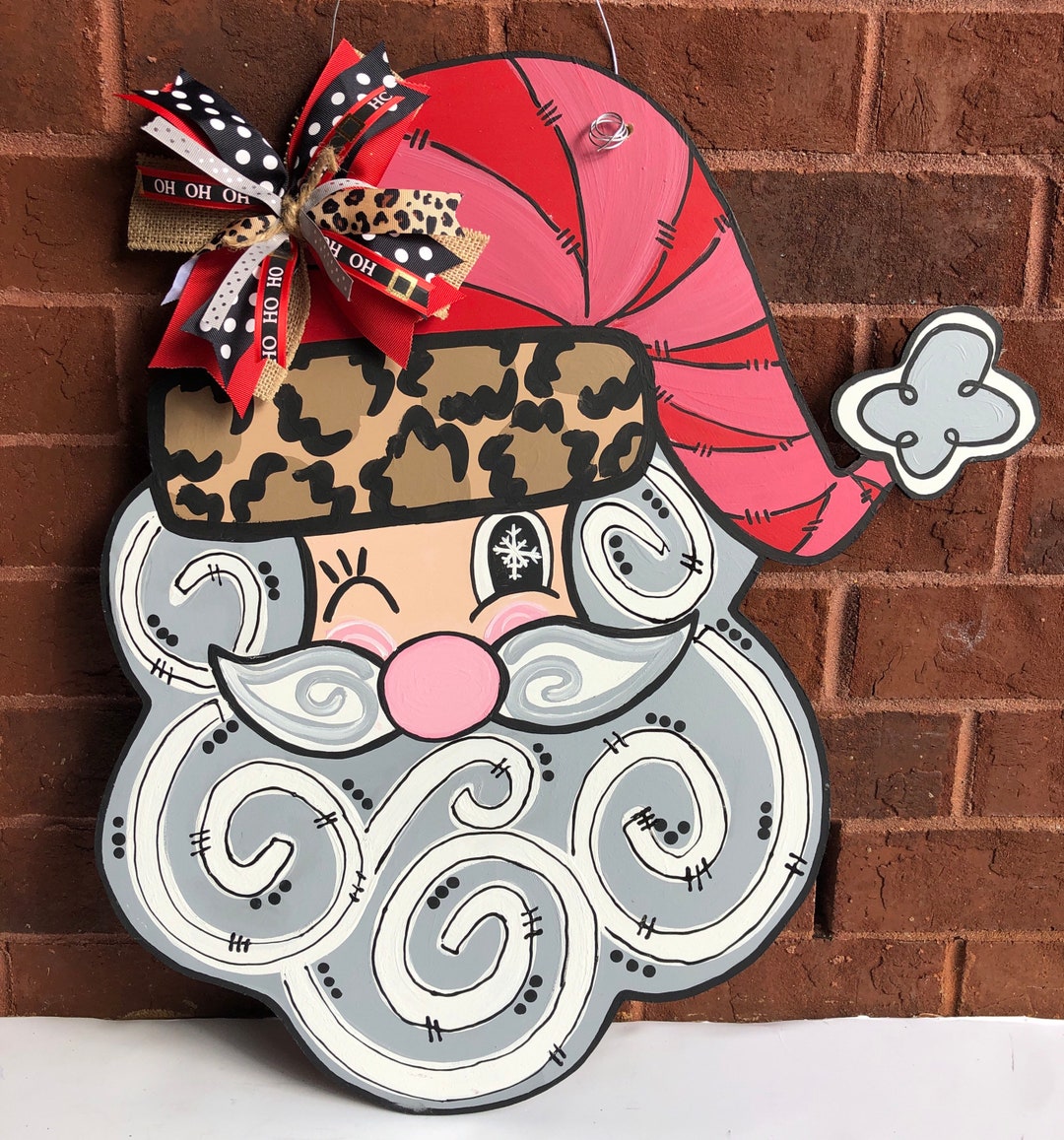 Winking Santa Face Door Hanger Merry Christmas Santa Claus Happy ...