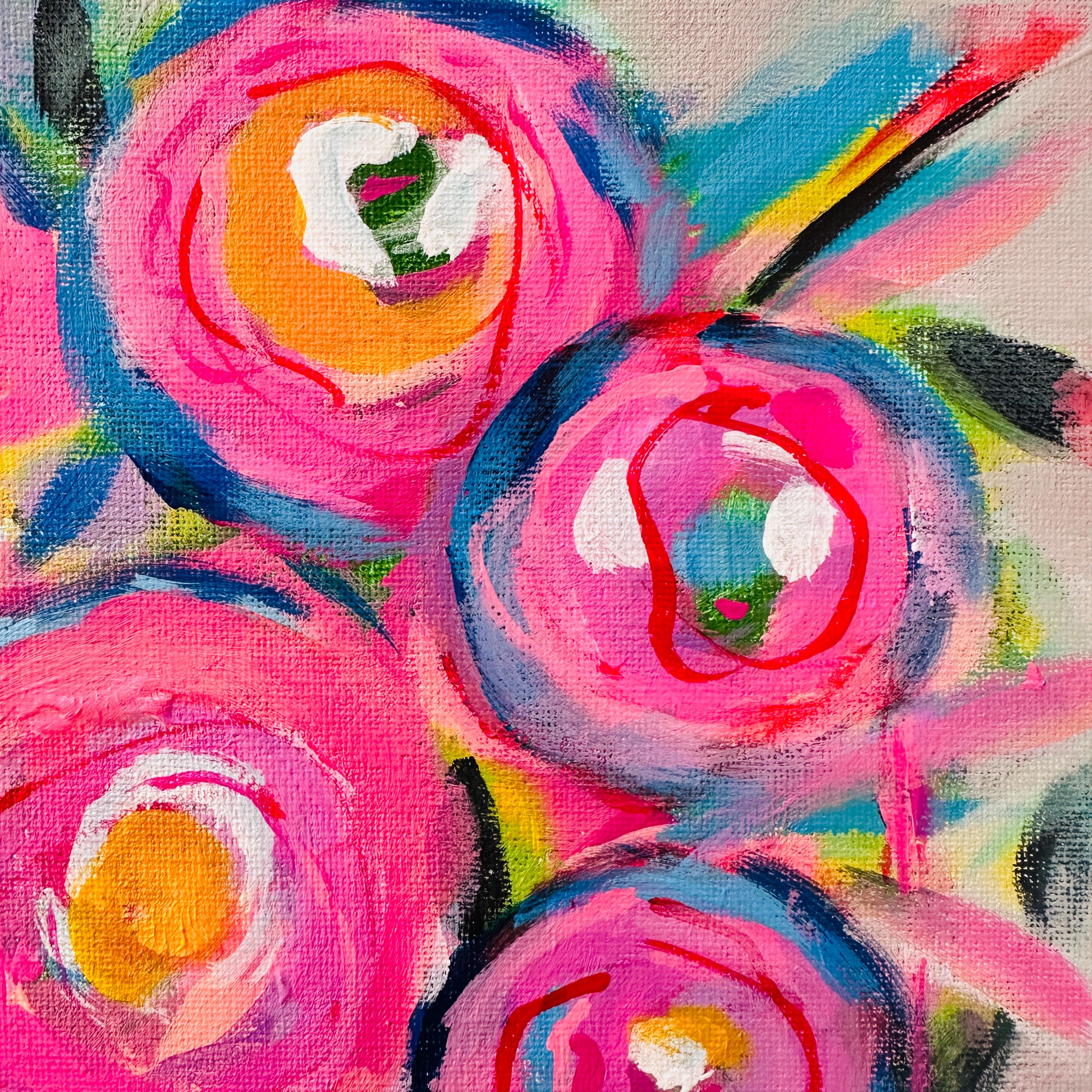 Jeri Dube Original Painting Abstract Collectible Floral Bouquet -roses ...