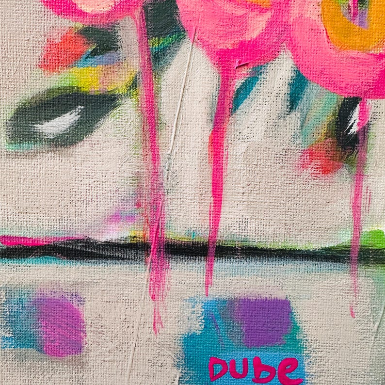 Jeri Dube Original Painting Abstract Collectible Floral Bouquet -roses ...