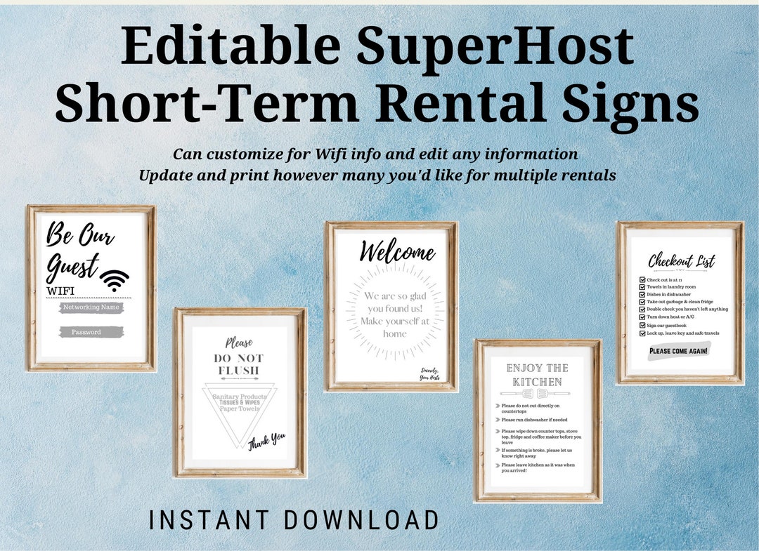 Editable Airbnb or VRBO Rules and Info Signs - Etsy