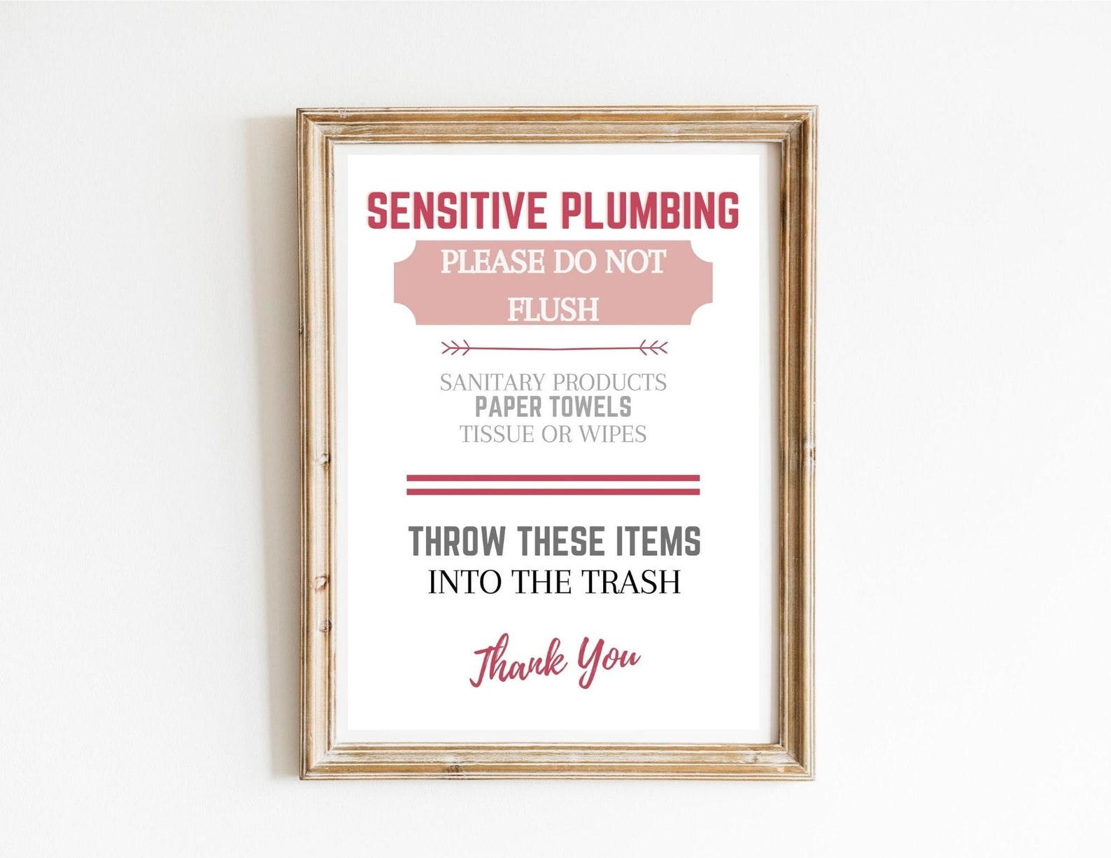 Printable Sensitive Plumbing Sign - Etsy UK