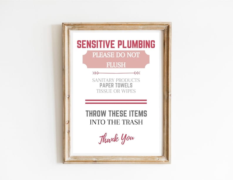 Printable Sensitive Plumbing Sign - Etsy
