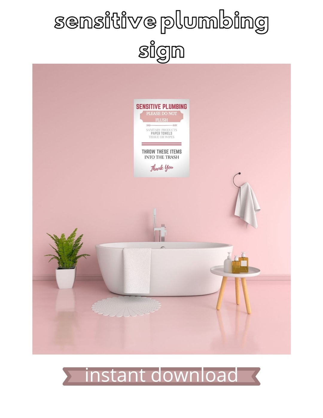 Printable Sensitive Plumbing Sign - Etsy