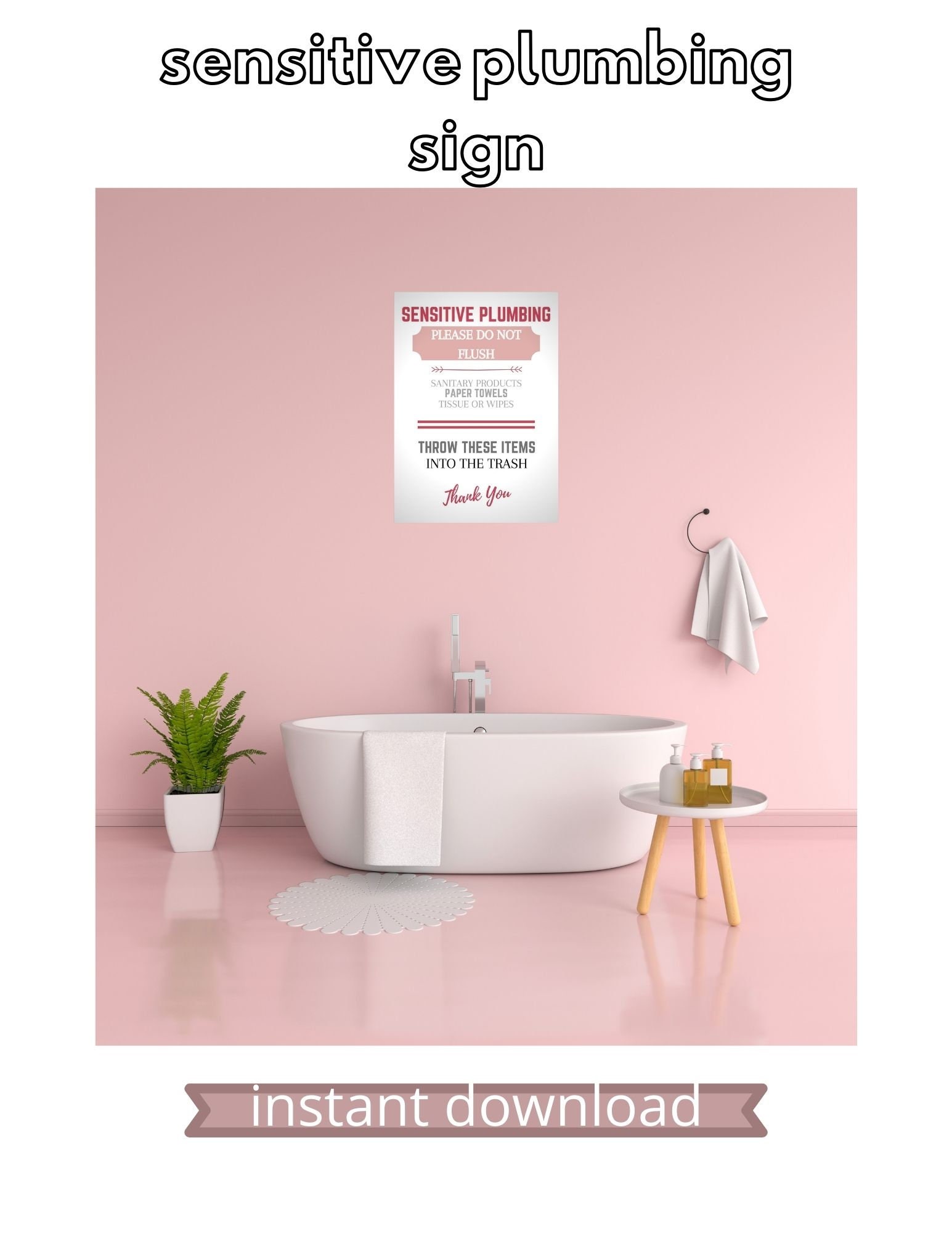 Printable Sensitive Plumbing Sign - Etsy UK