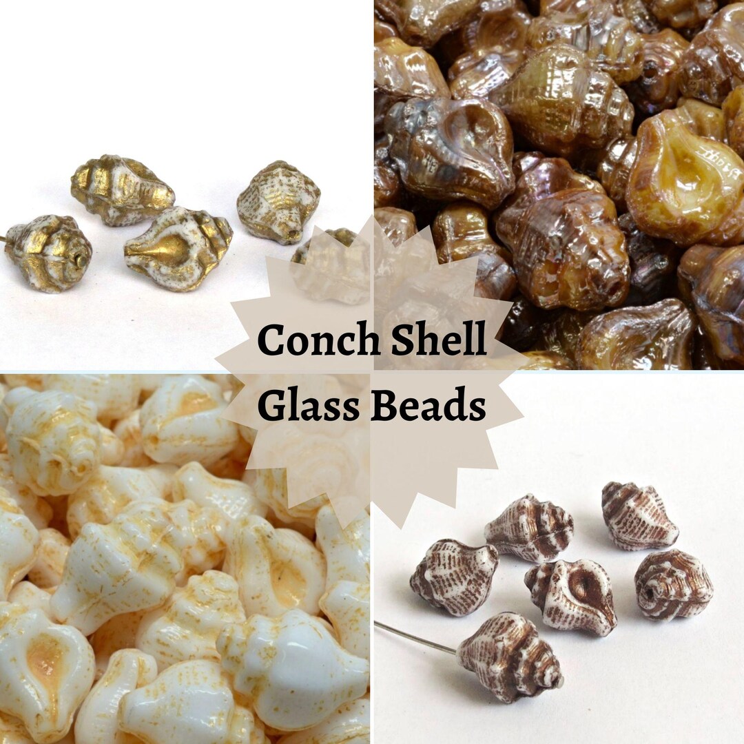 6 or 18 Pcs Conch Shell Czech Beads 15mm - Fancy Beads for Jewelry ...