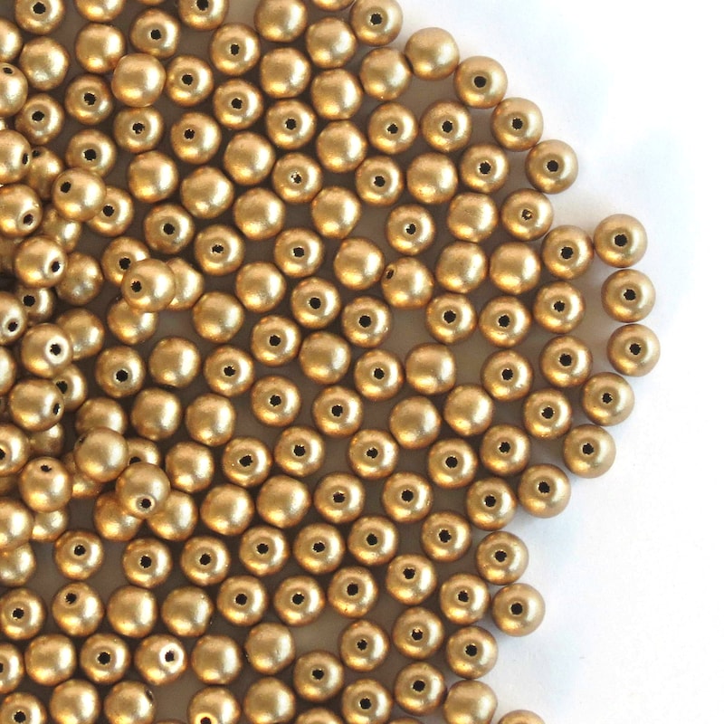 Gold Glass Beads - Etsy