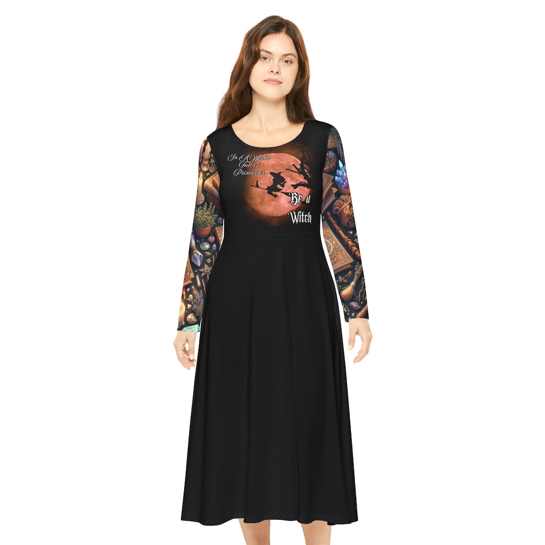 Witchy Long Sleeve Dance Dress, Crystal Lover Dress, Bookish Costume ...