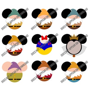 Snow White and the Seven Dwarfs Decorated Mouse Ears Silhouettes - for ...