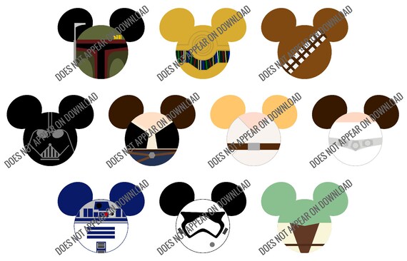 Star Wars original trilogy decorated mouse ears silhouette | Etsy