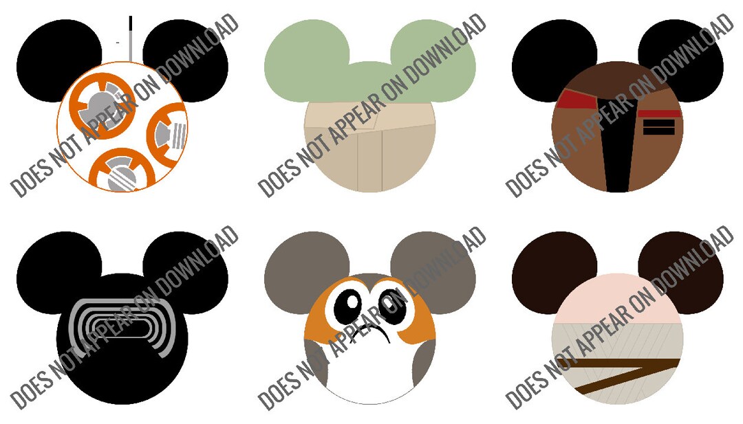 Star Wars (new Characters) Decorated Mouse Ears Silhouette - for T ...