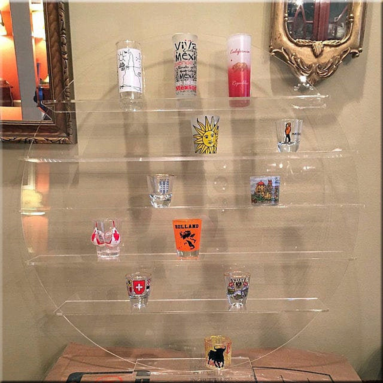 Round Circular Clear Acrylic Wall Mounting Display Shelves Keep ...