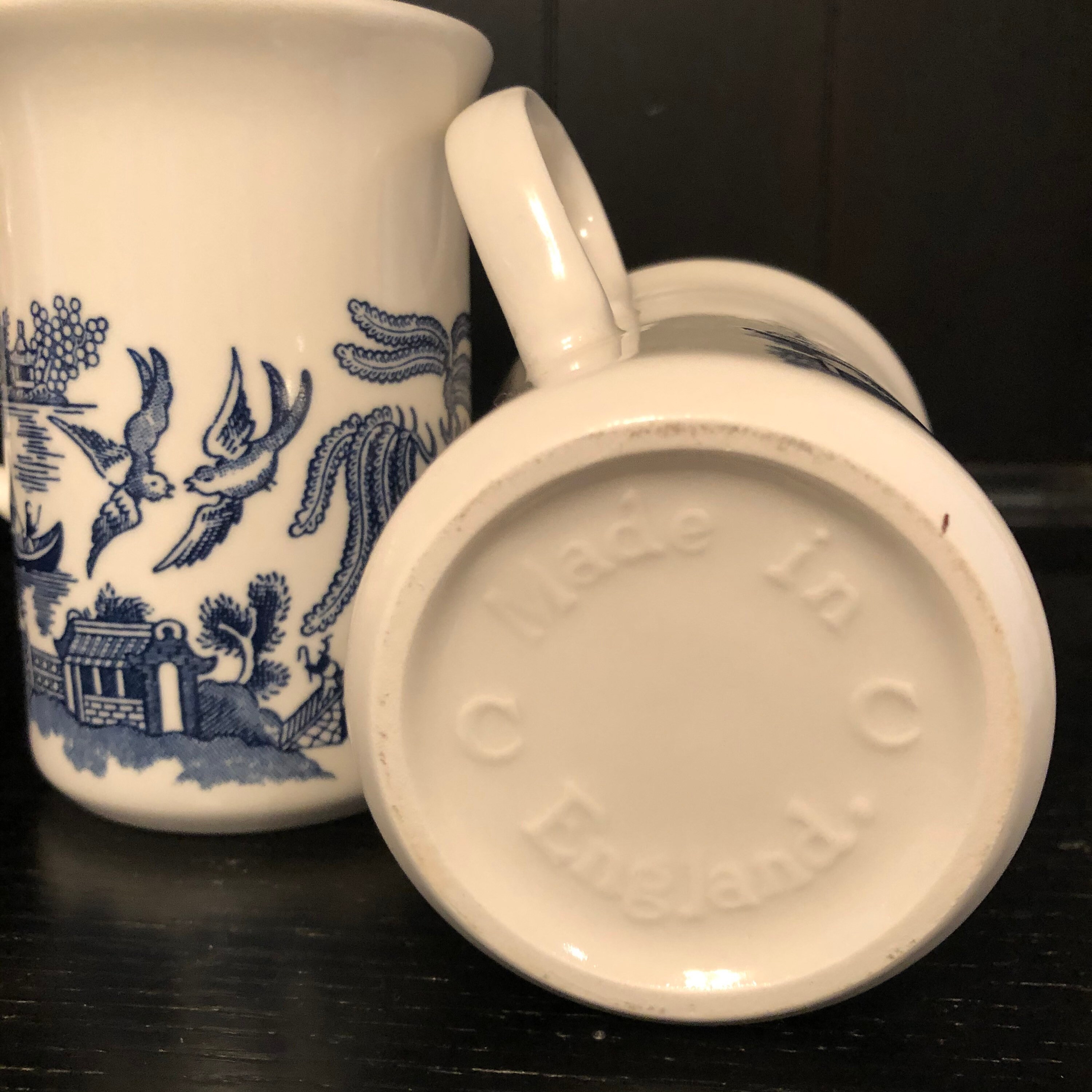 Vintage Blue Willow Churchill Tea Coffee Mug Set 2 Blue & White ...