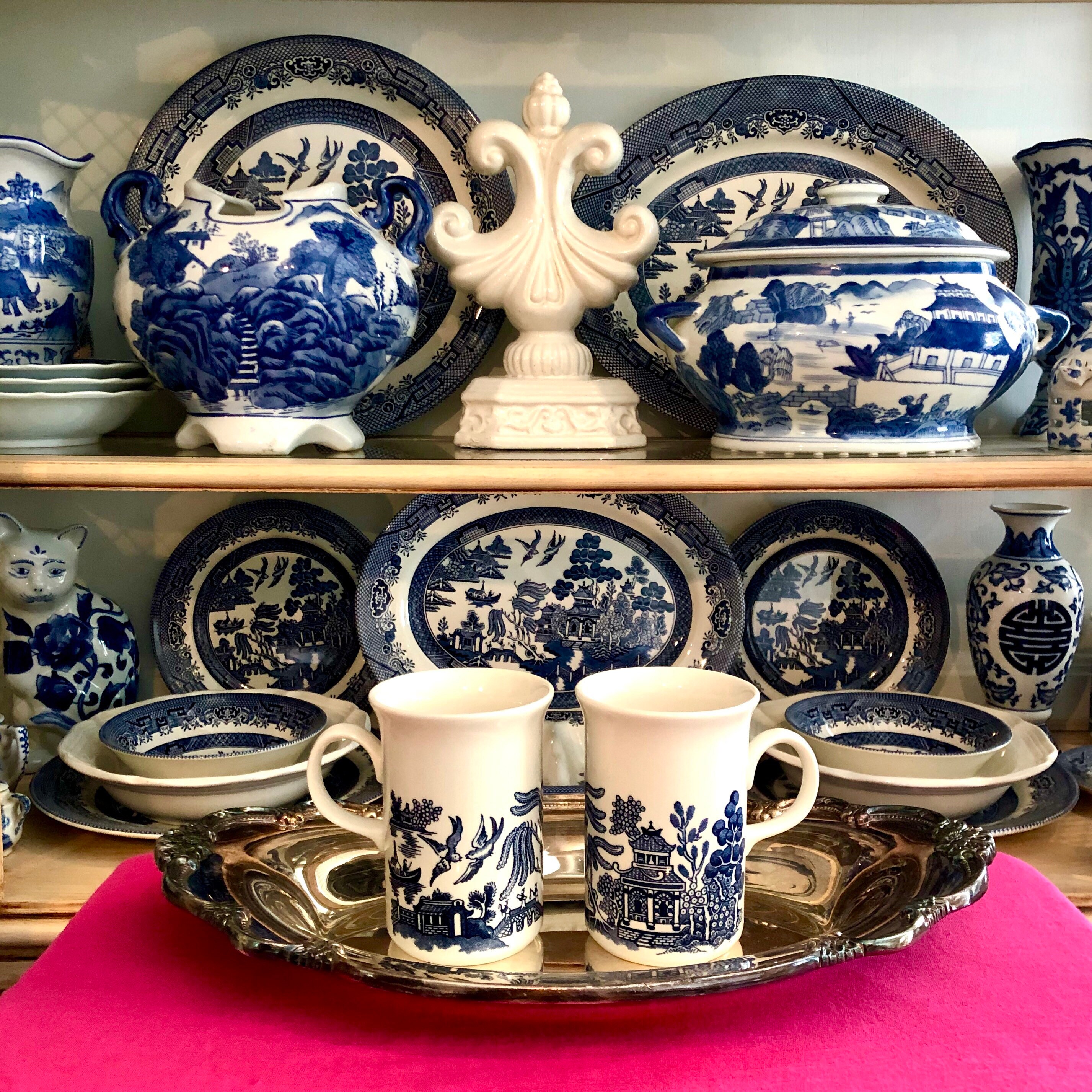 Vintage Blue Willow Churchill Tea Coffee Mug Set 2 Blue & White ...