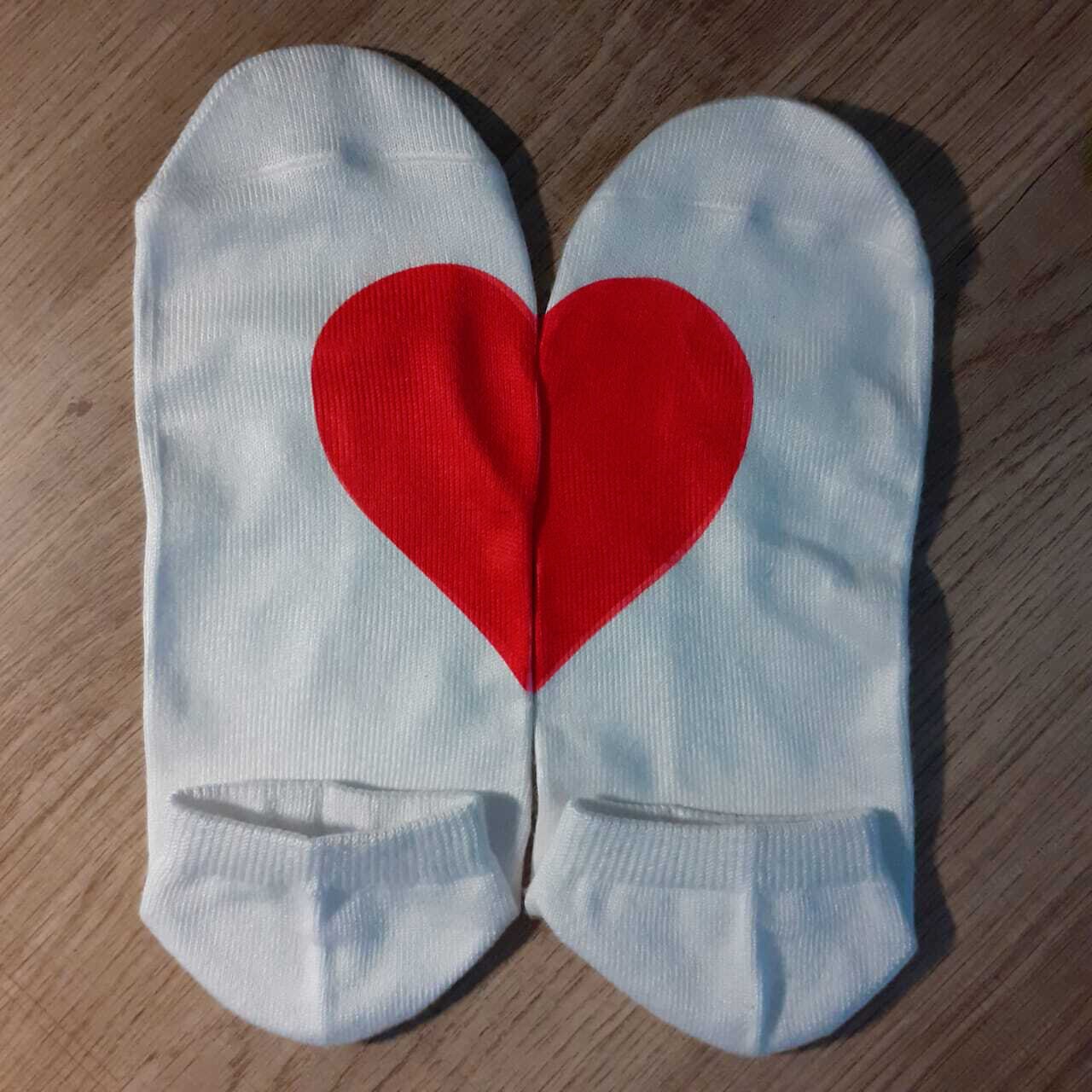 White ankle socks with RED HEART SHAPE feet-wearing Womens | Etsy