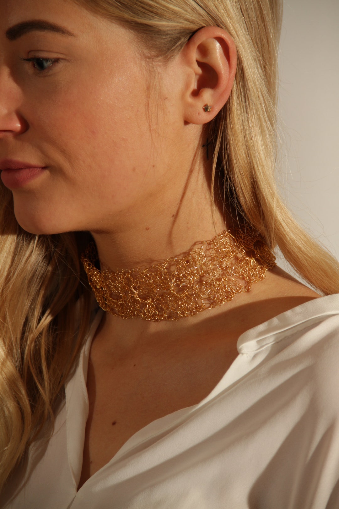 Noble Golden Choker Necklace Choker Made of Wire Choker - Etsy Sweden