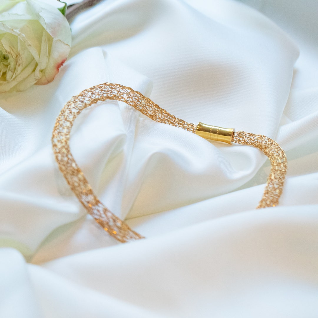 Elegant Women's Necklace Made of 24ct Gold-plated Wire and - Etsy